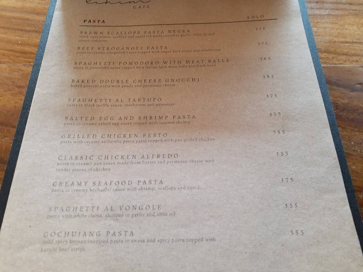Menu at Lihim Cafe, Santo Tomas