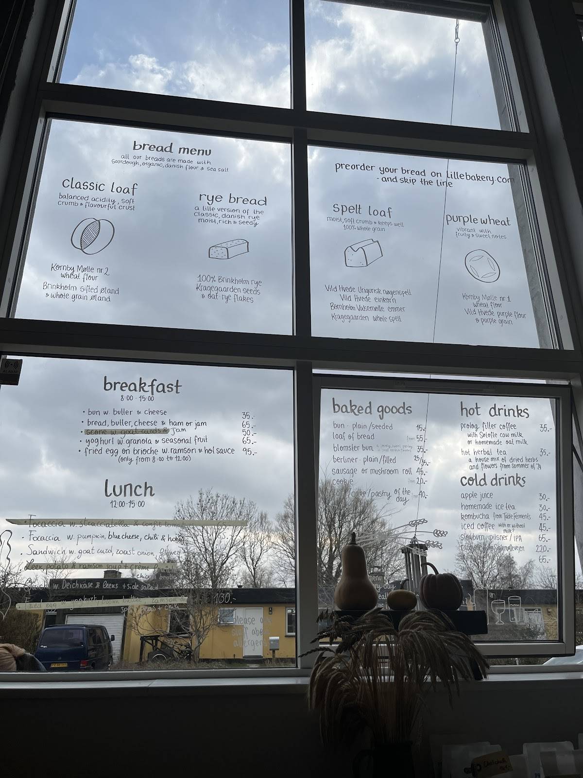 Menu at Lille Bakery, Copenhagen