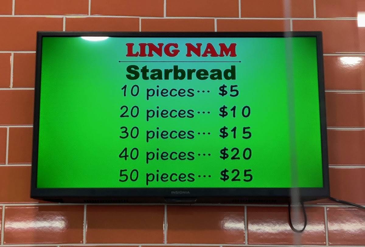 Menu at Ling Nam Starbread restaurant, Daly City