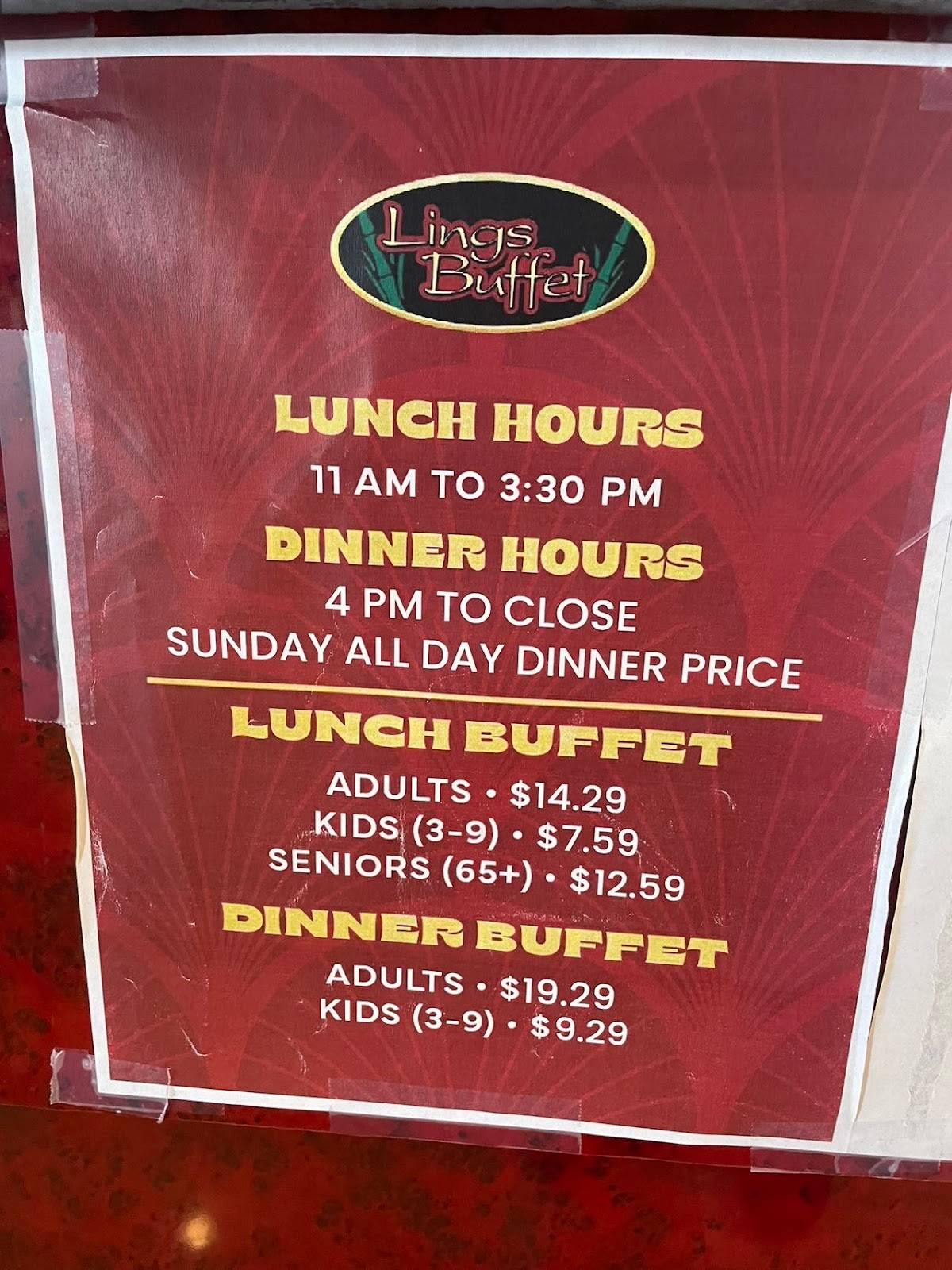 Menu at Ling's Buffet restaurant, Lakeland, Florida Ave S