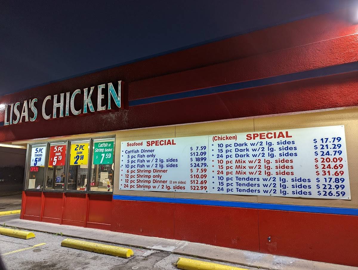 Menu at Lisa's Chicken restaurant, Fort Worth, 2501 Hemphill St