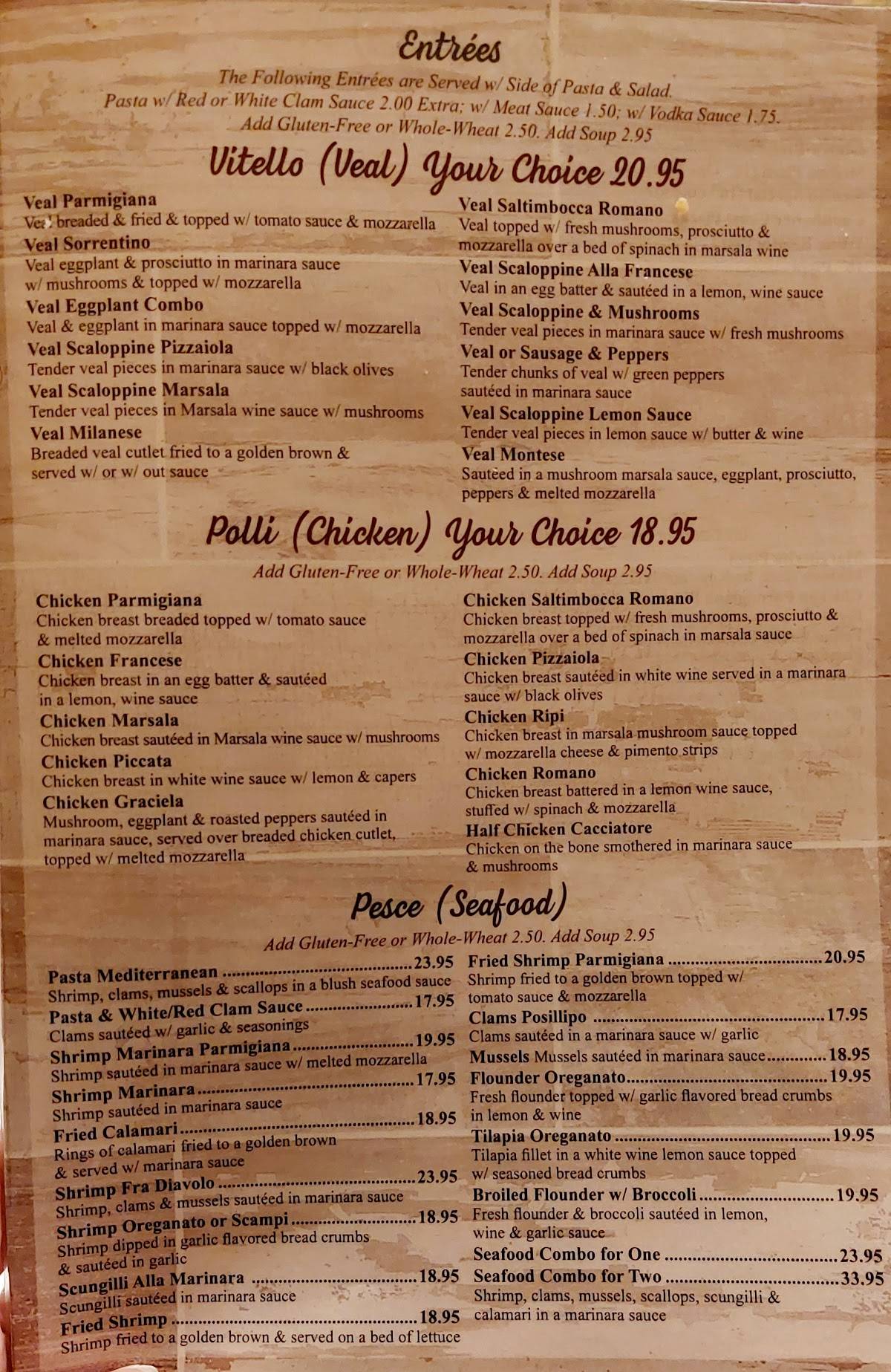 Menu at Lisa's Cucina Italian Restaurant, Toms River