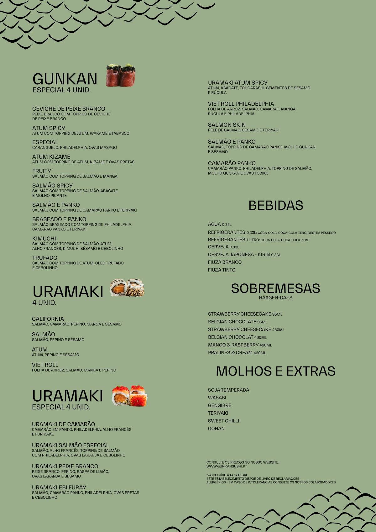 Menu em GUNKAN Sushi Delivery restaurante, Lisboa