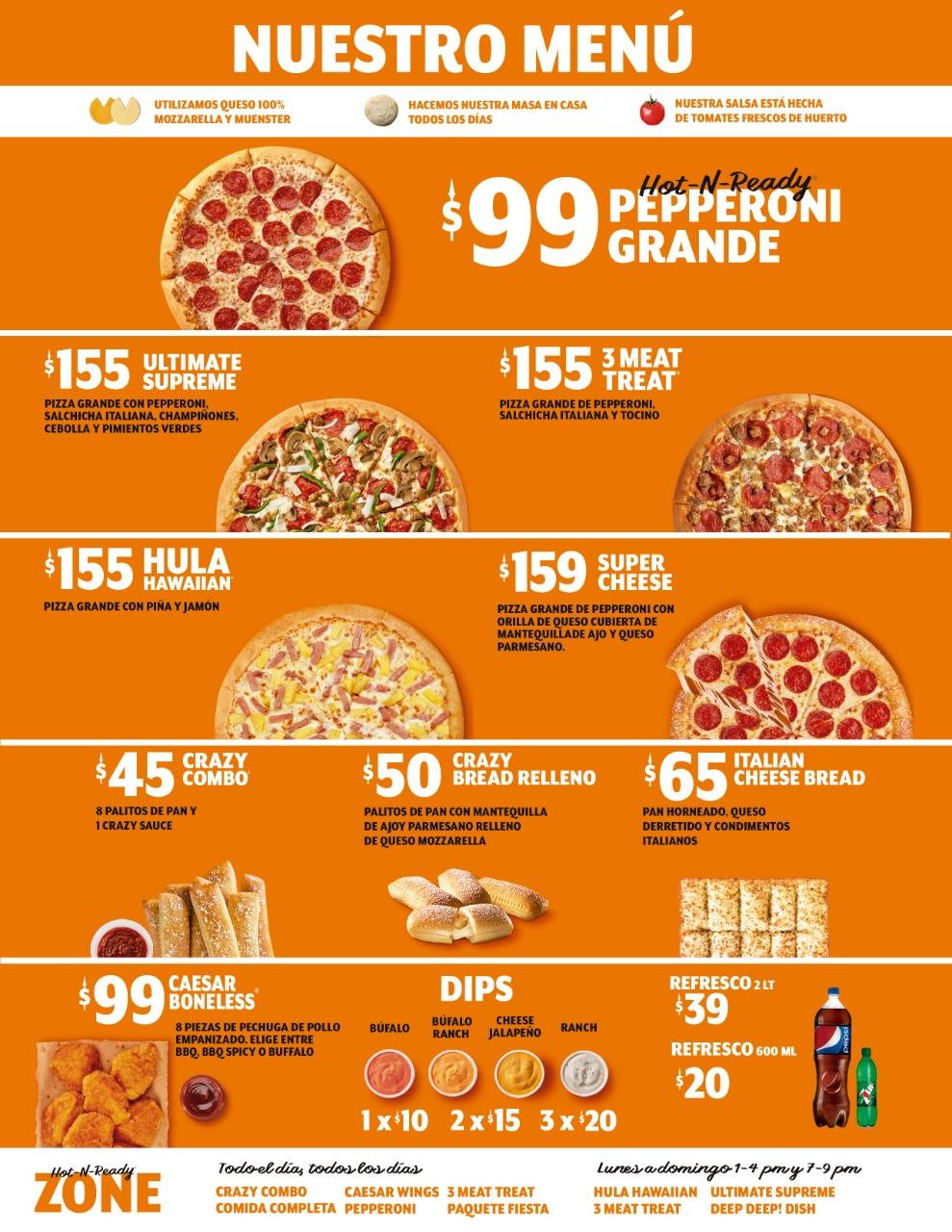 Carta del restaurante Little Caesars Maclovio, Tijuana, Jesús García 528