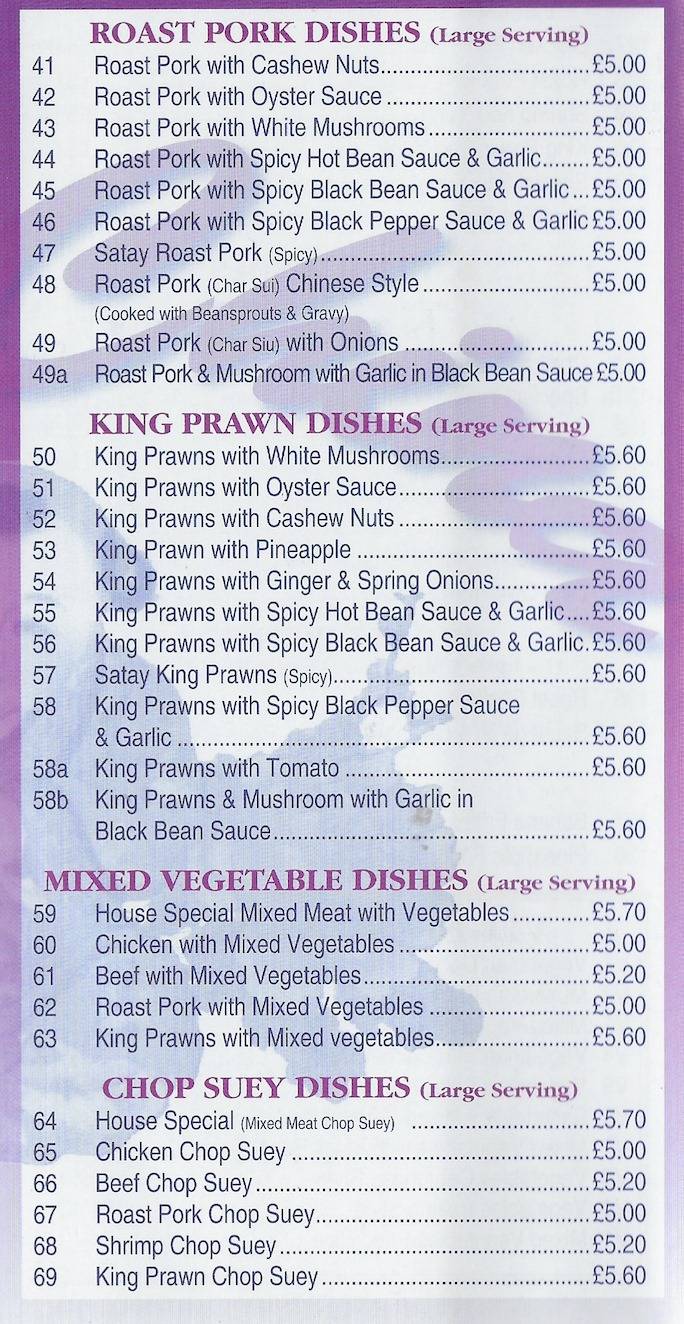Menu at Little China Chinese Take Away fast food, Skegness