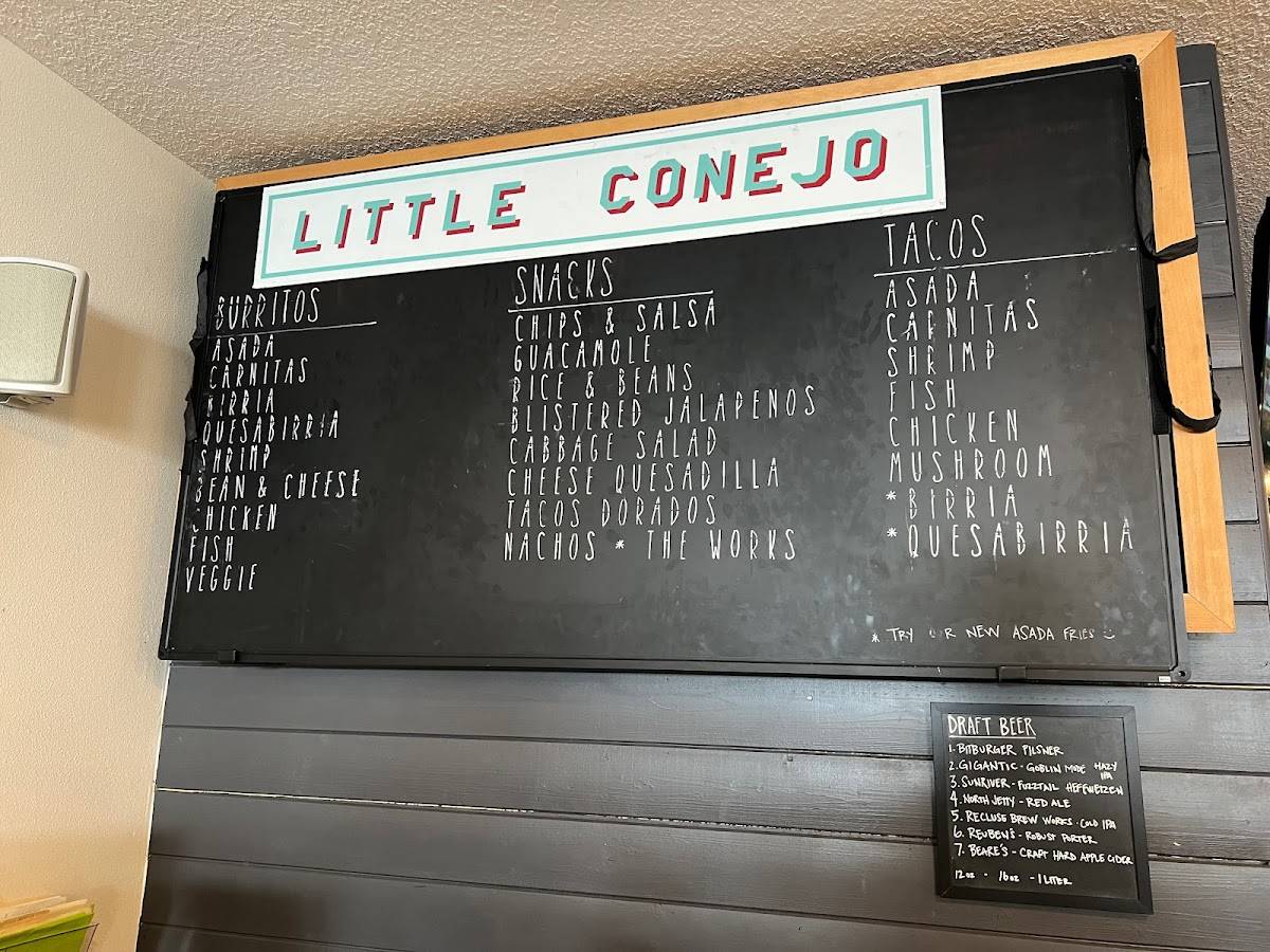 Menu at Bunnie’s Pizza restaurant, Ridgefield