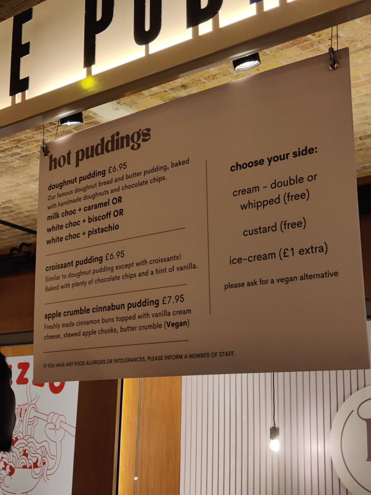 Menu at Little pudding, London