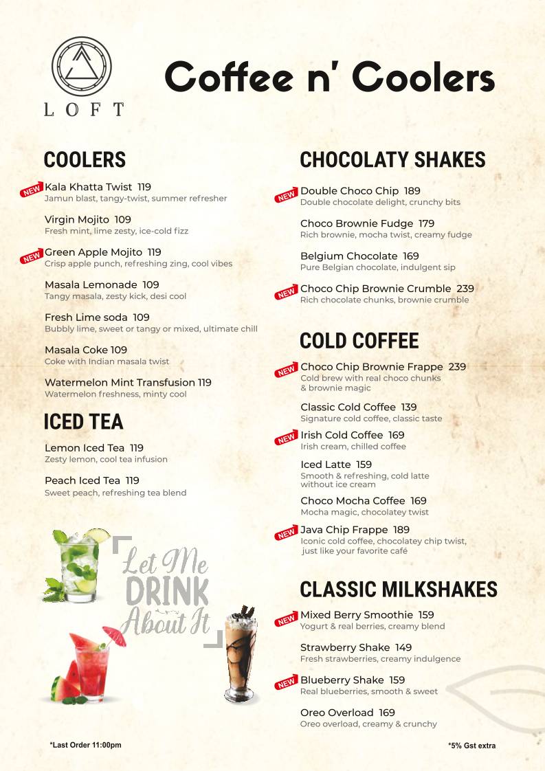 Menu at Loft Cafe - Top rated Restaurant in Mathura Pure veg with ...