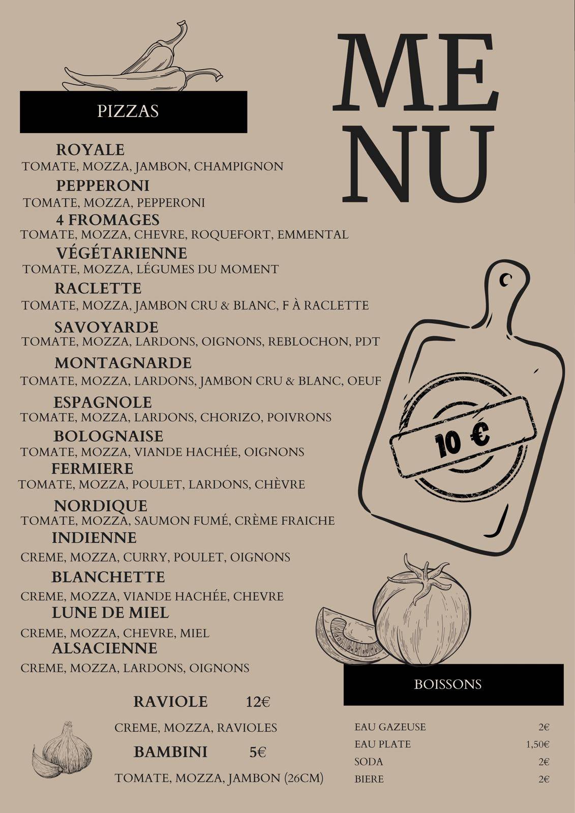 Menu au Lol Pizza pizzeria, Maclas, 119 Pl. de l'Église