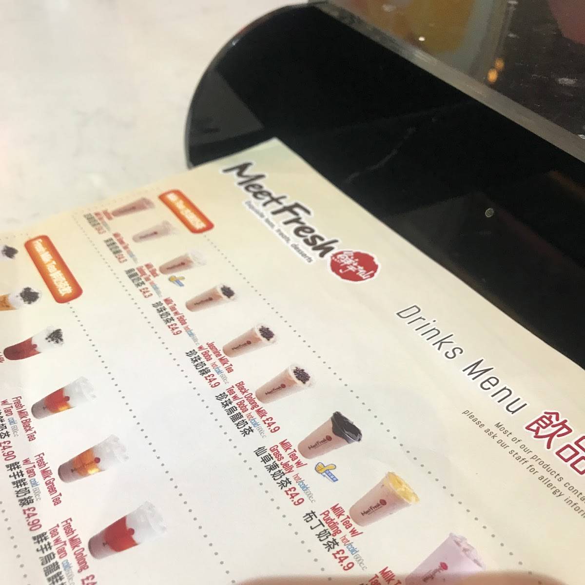 Menu at Meet Fresh restaurant, London