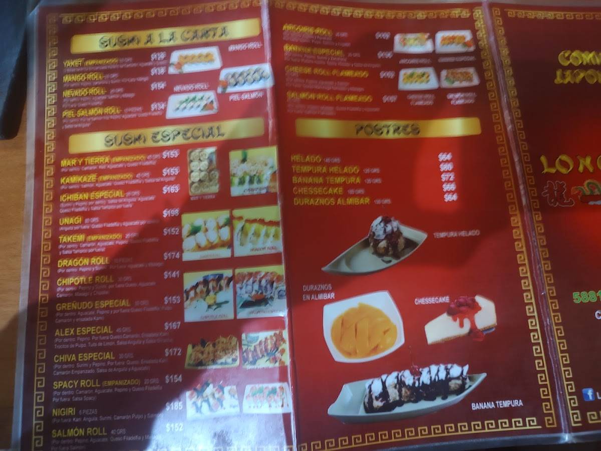 Carta del restaurante Long Hang, Cuautitlán Izcalli, And. Londres 1
