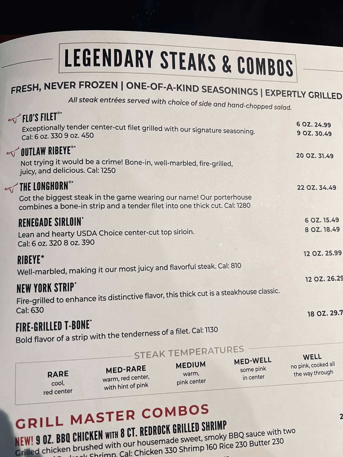 Menu at LongHorn Steakhouse, Lancaster, 993 Plaza Blvd