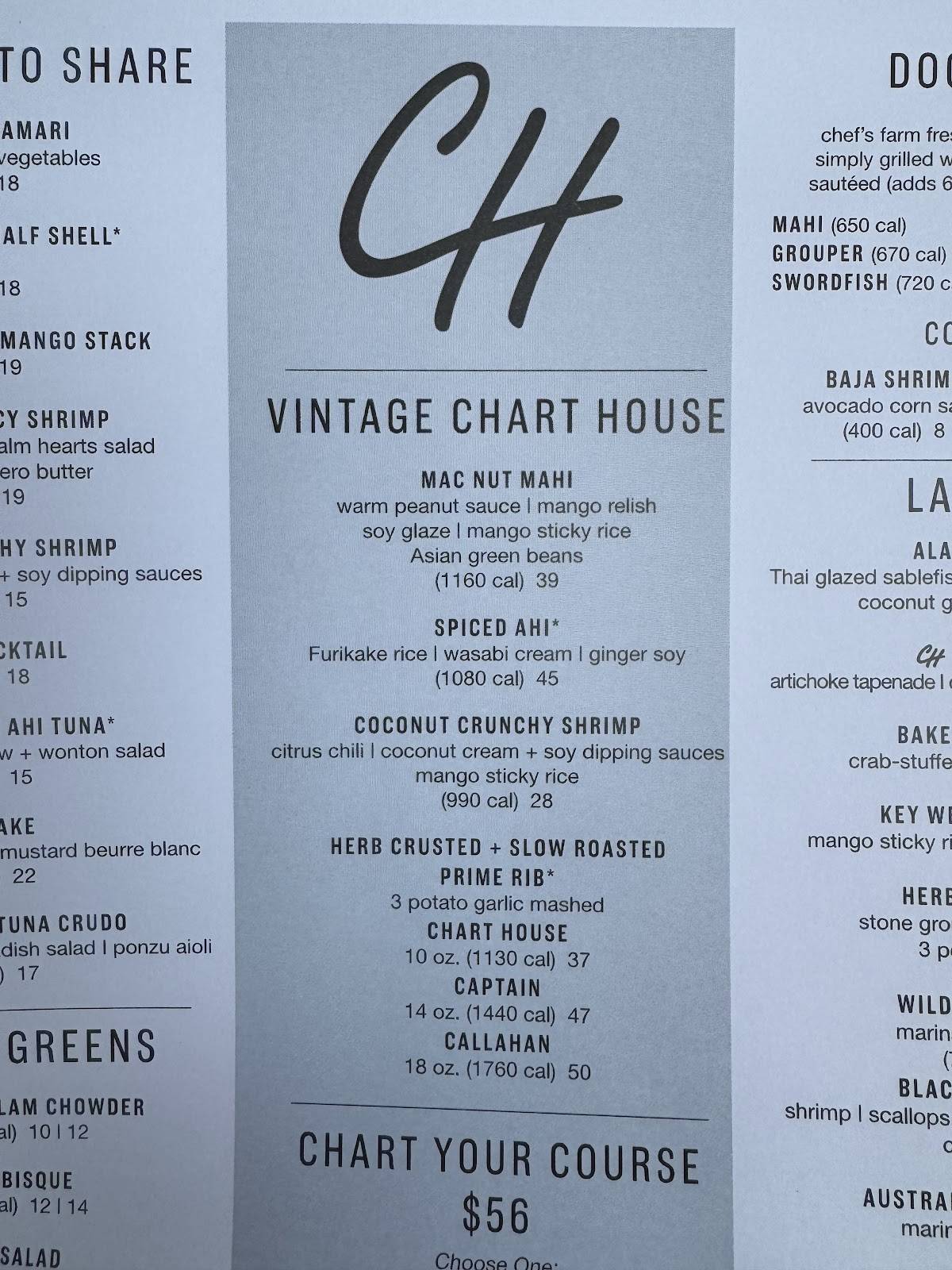 Menu at Chart House pub & bar, Longboat Key