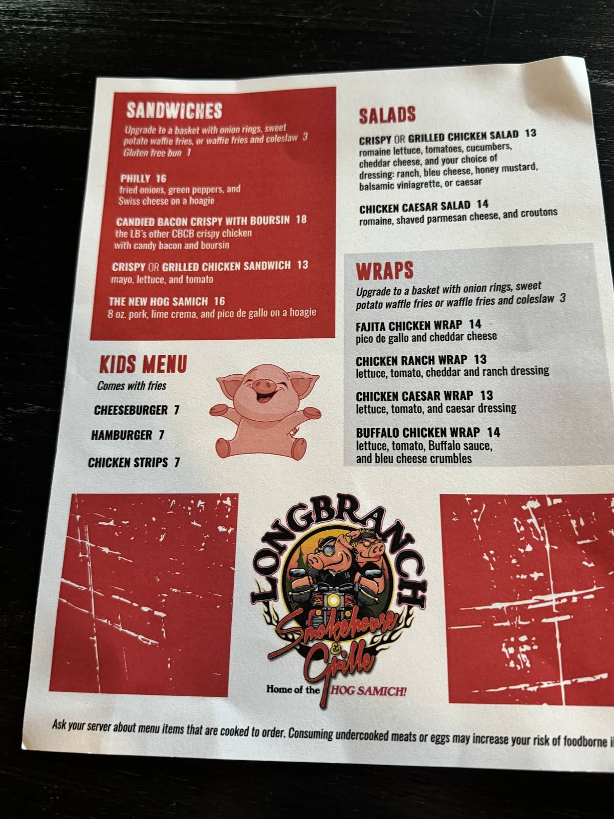 Menu at Longbranch Saloon & Eatery BBQ, Minong