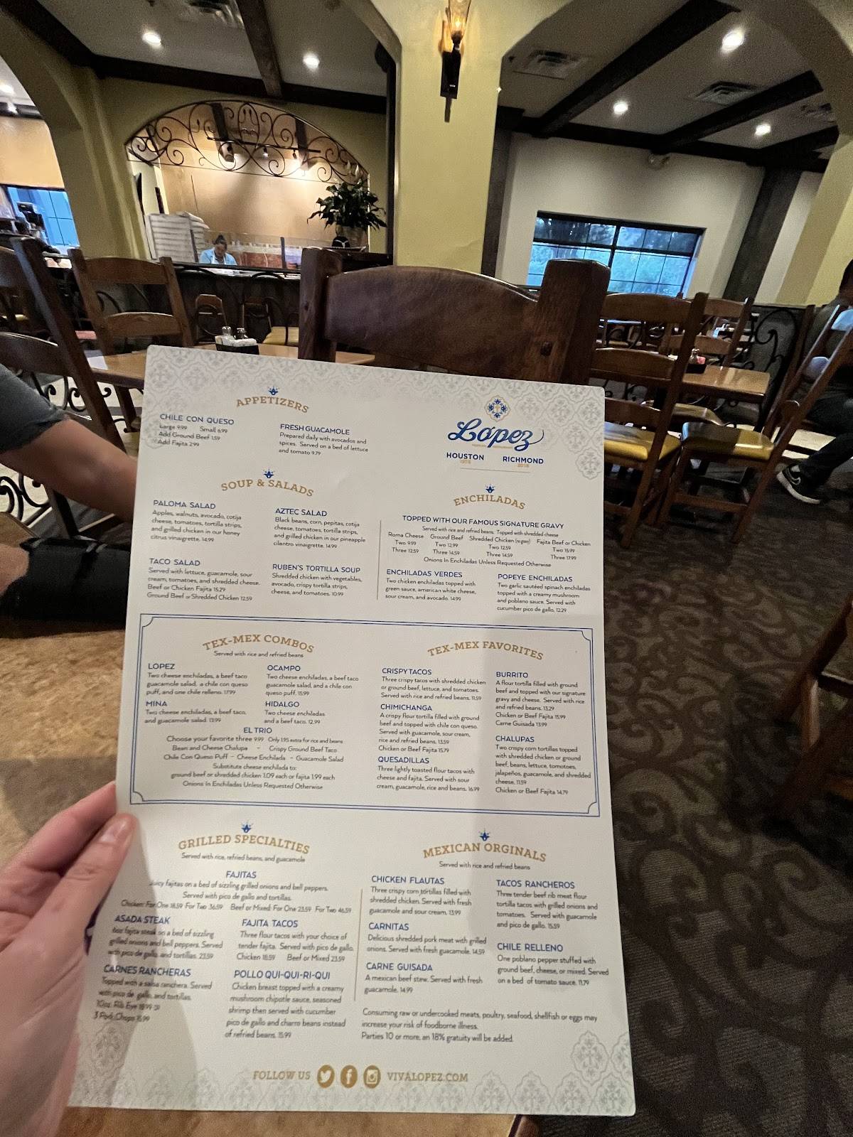 Menu at Lopez Mexican Restaurant, Houston, Wilcrest Dr