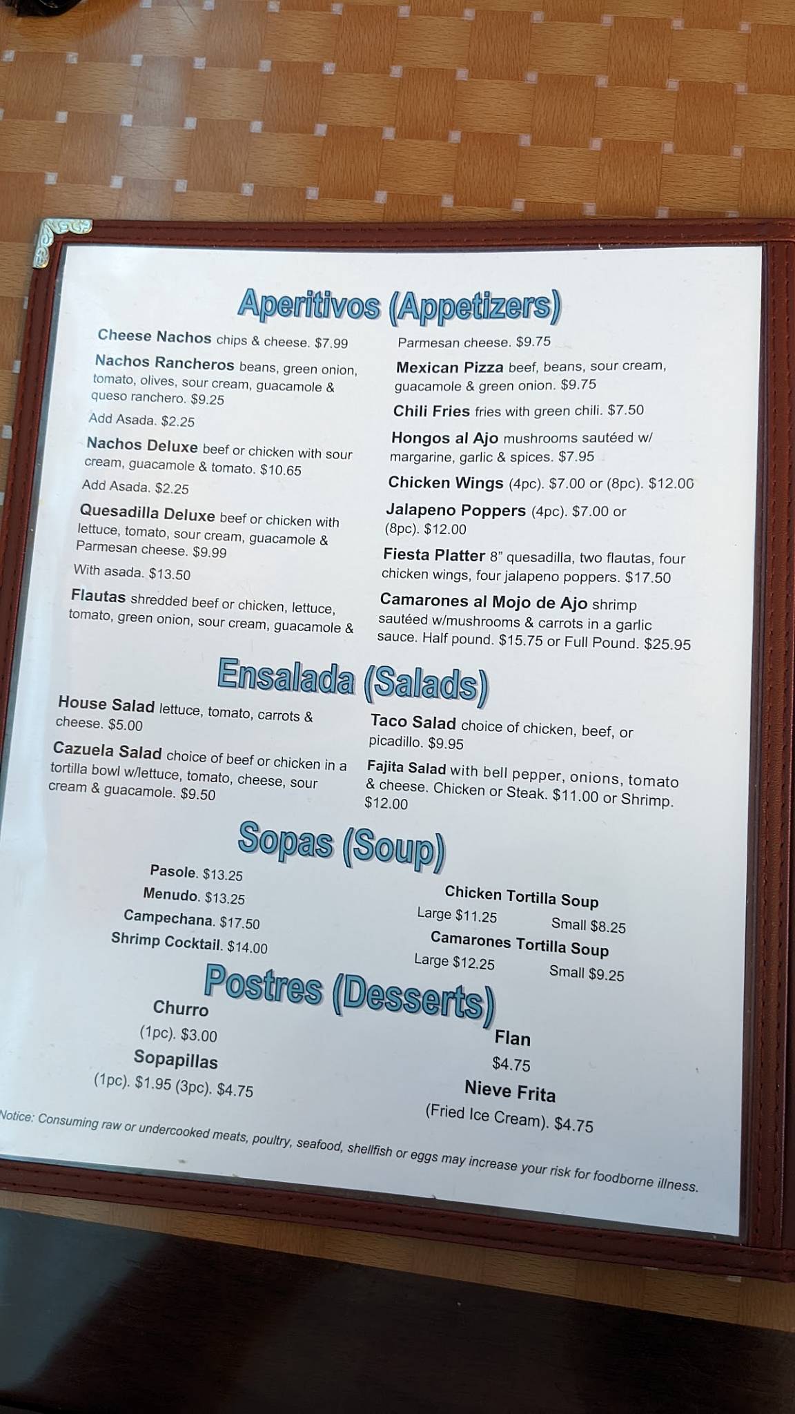 Menu at Los Compas Mexican Restaurant, Cañon City