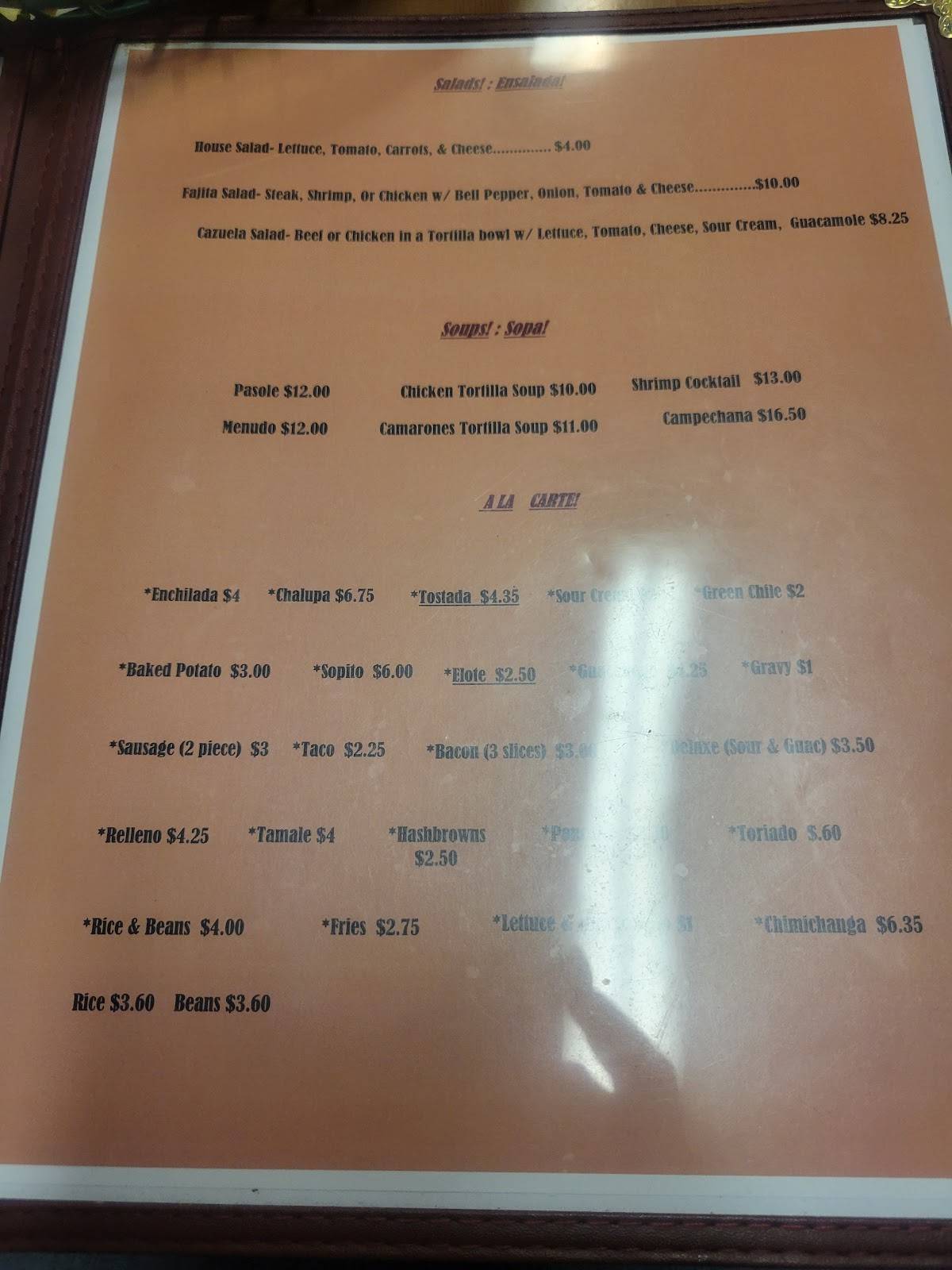 Menu at Los Compas Mexican Restaurant, Cañon City