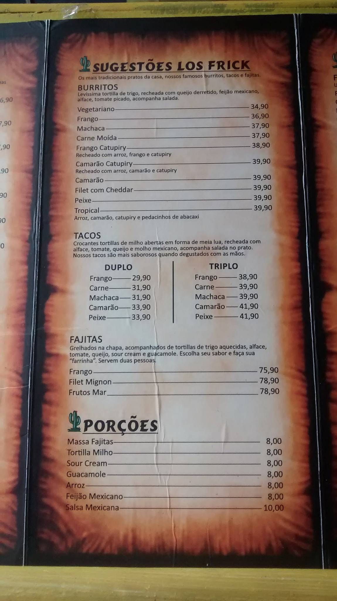 Menu em Los Frick restaurante, Rio de Janeiro, Shopping Barra Point 350