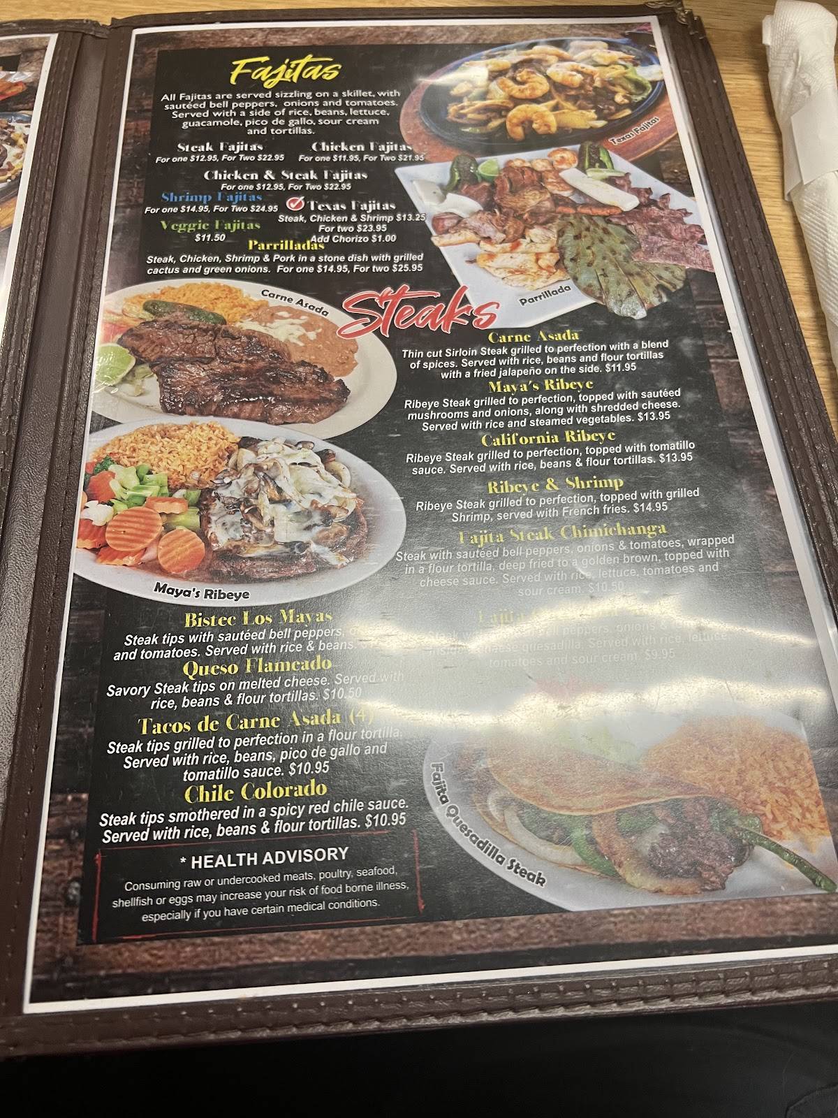 Menu at Los Maya's Prattville restaurant, Prattville