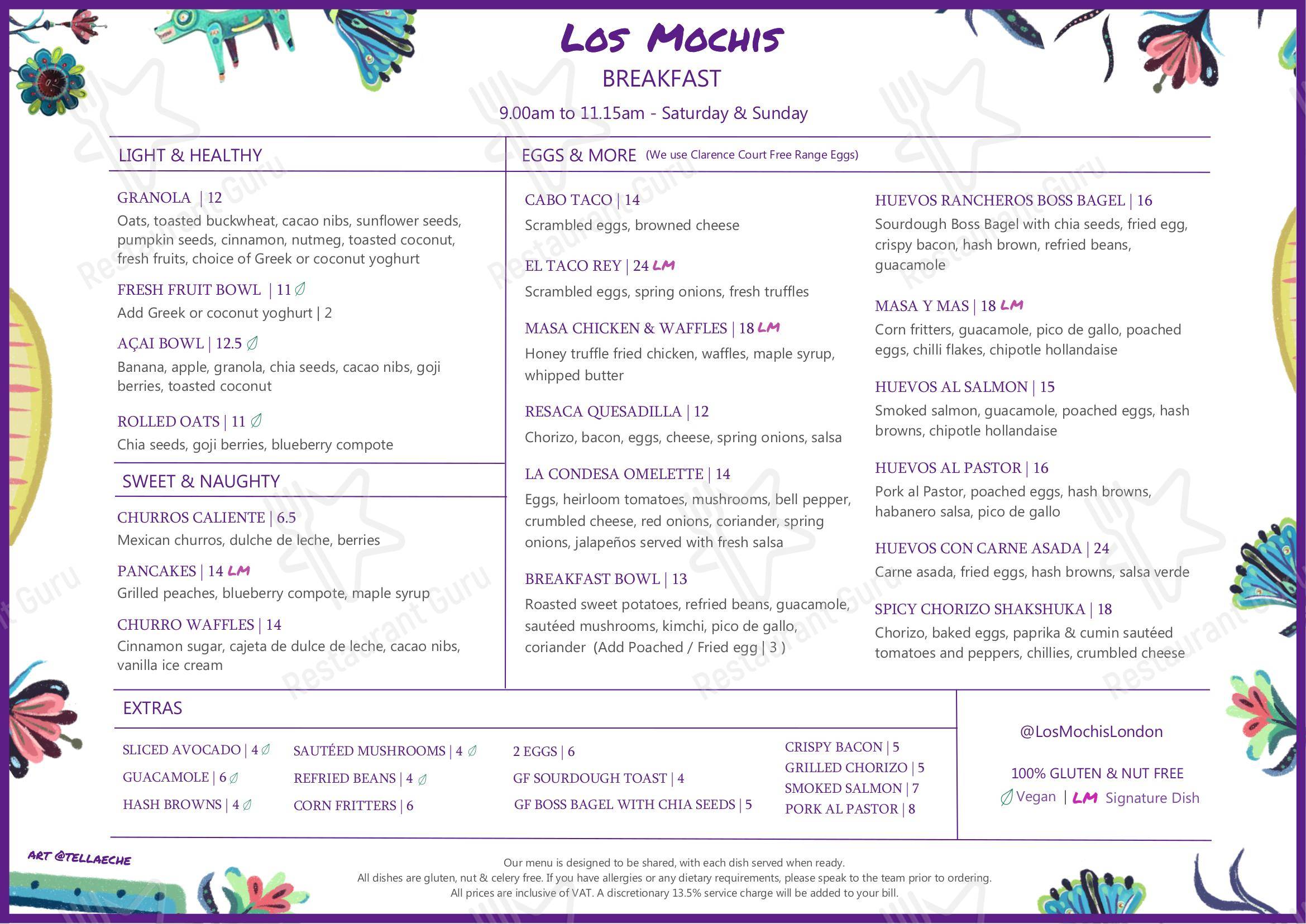 Menu at Los Mochis Notting Hill restaurant, London