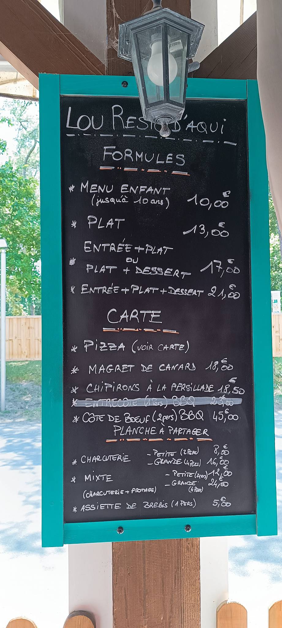 Menu at Lou Resto d’Aqui restaurant, Vieux-Boucau-les-Bains