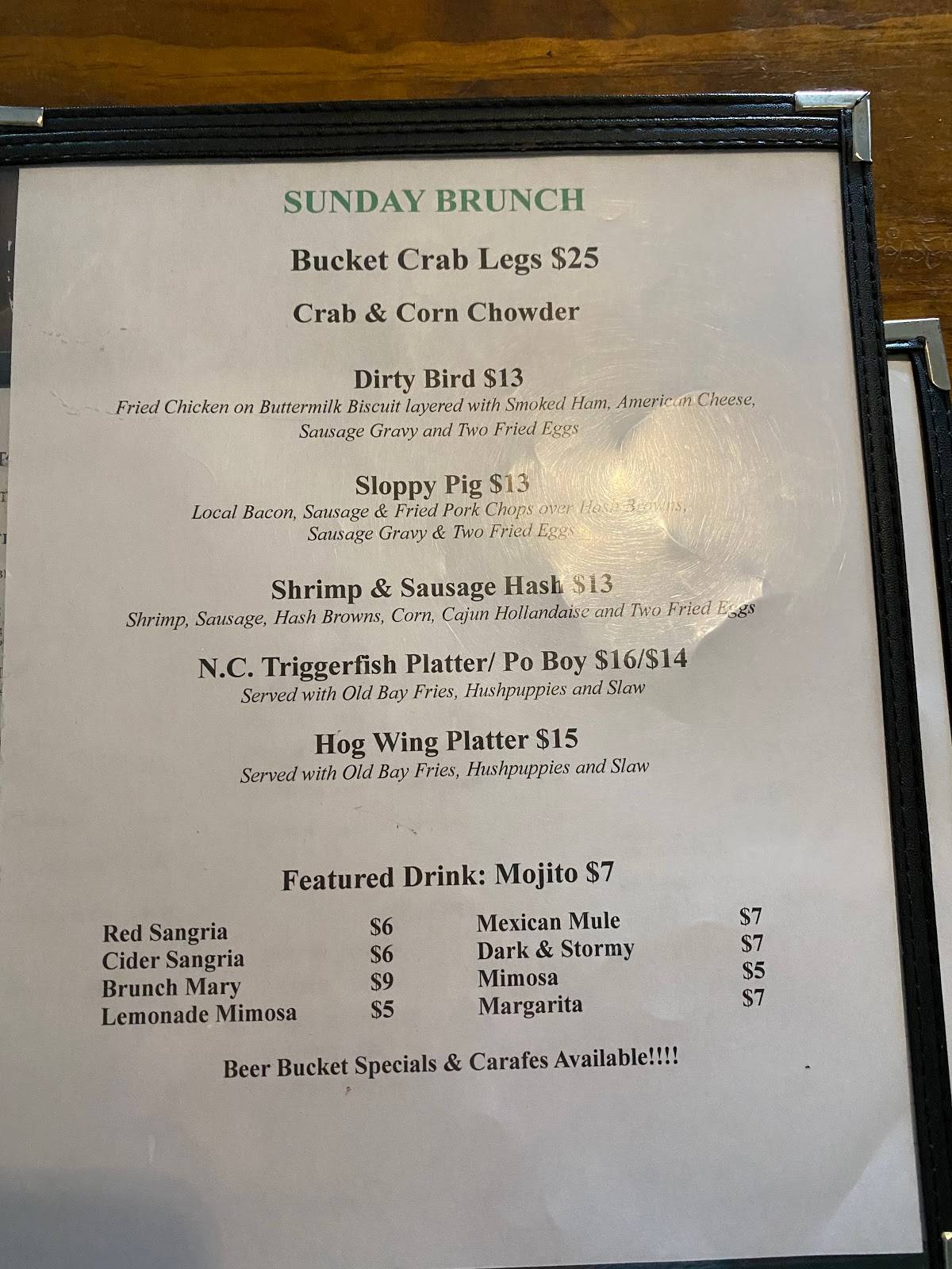 Menu at Low Country Fish Camp restaurant, Summerville