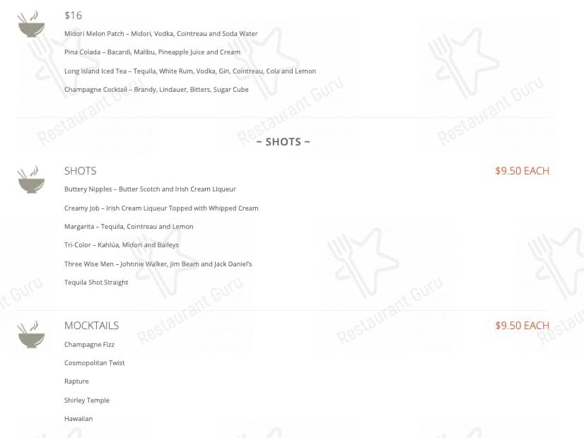 Menu at Mayfair Cafe, Upper Hutt