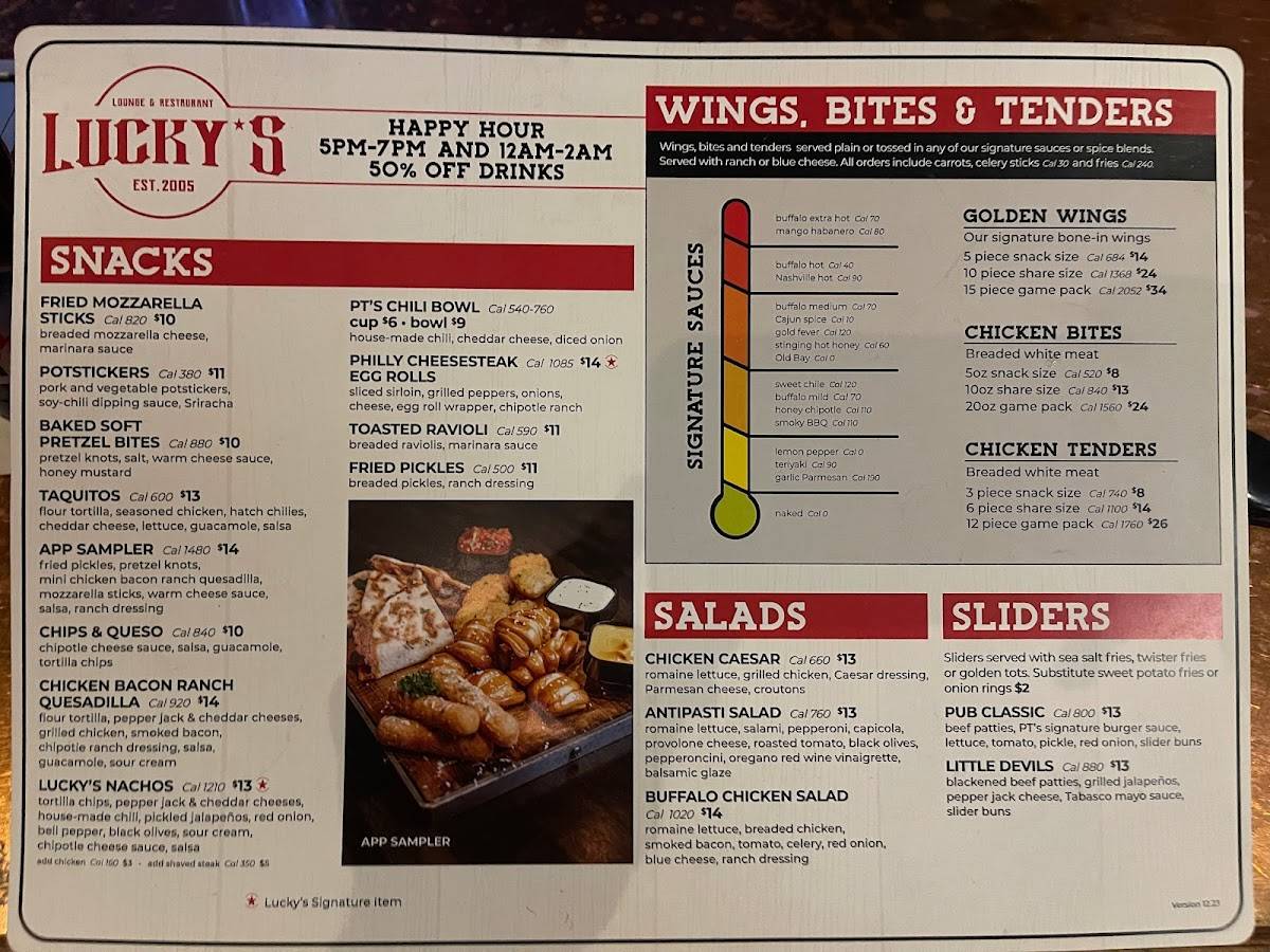 Menu at Lucky's pub & bar, Henderson