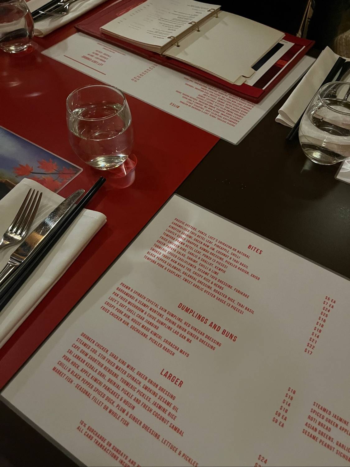 Menu at Lucy Liu Kitchen and Bar, Melbourne