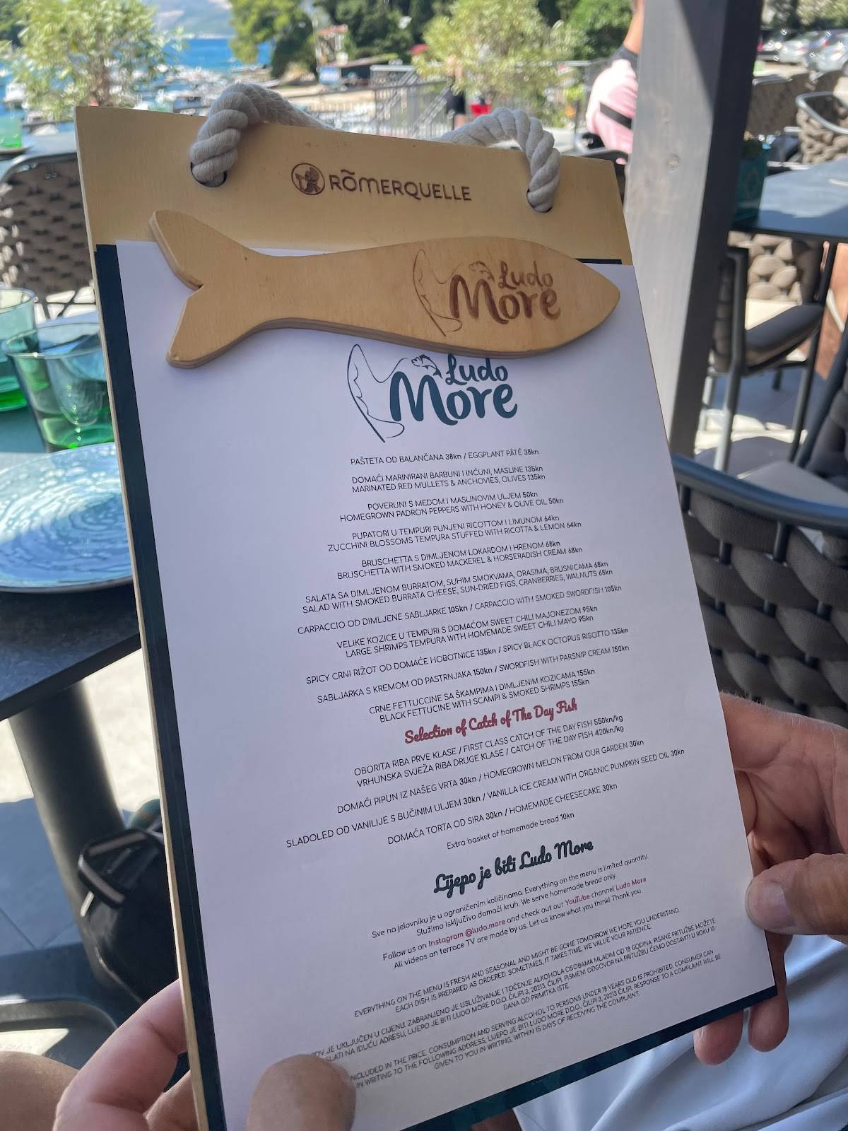 Menu at Ludo More restaurant, Cavtat