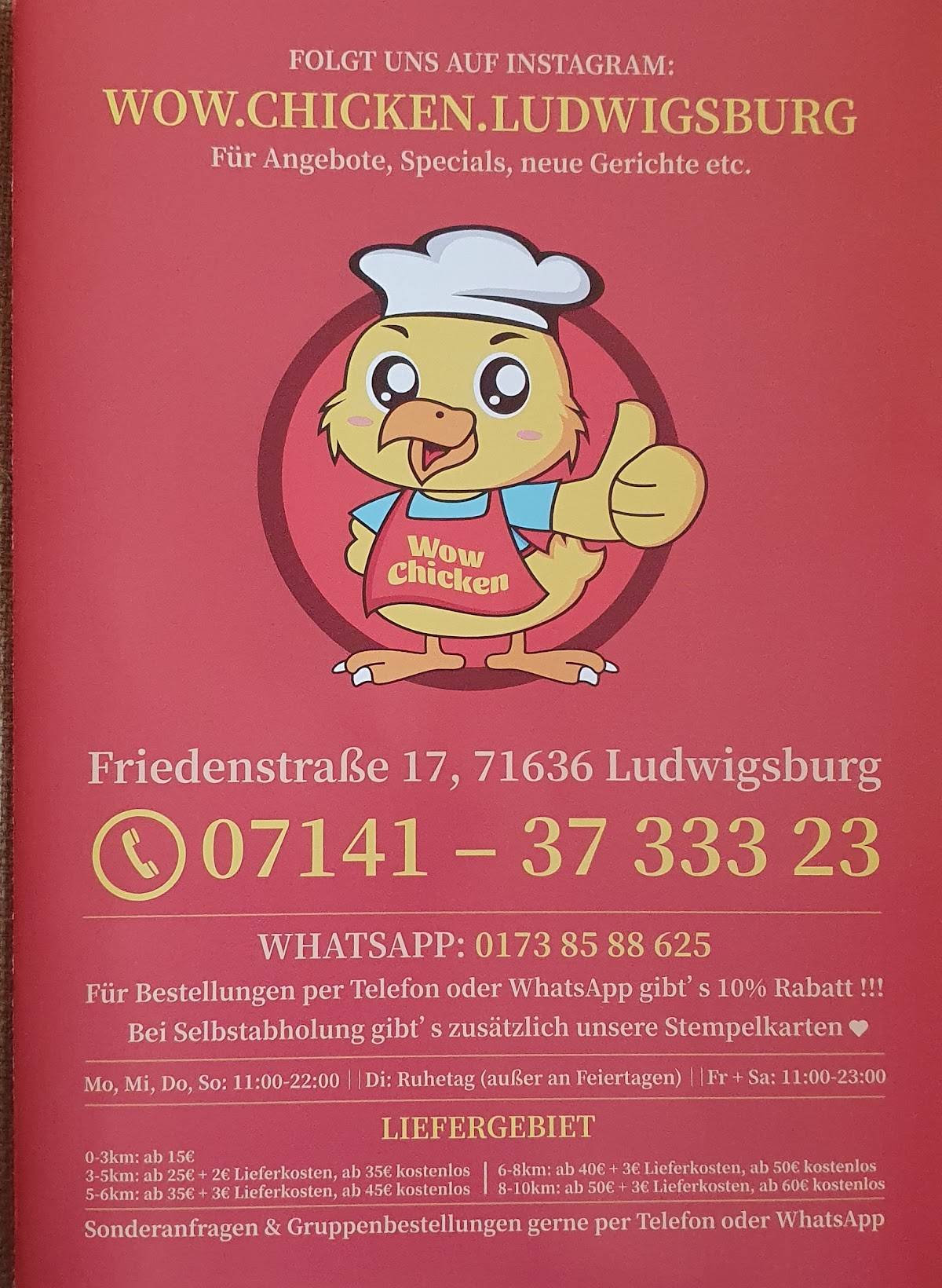 Menu at Wow Chicken restaurant, Ludwigsburg