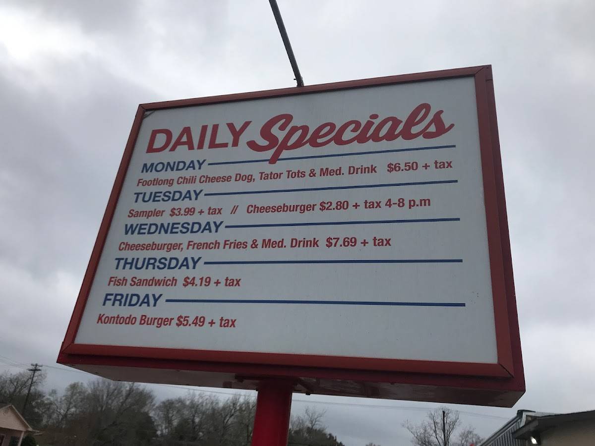 Menu at Zesty Burger fast food, Lufkin