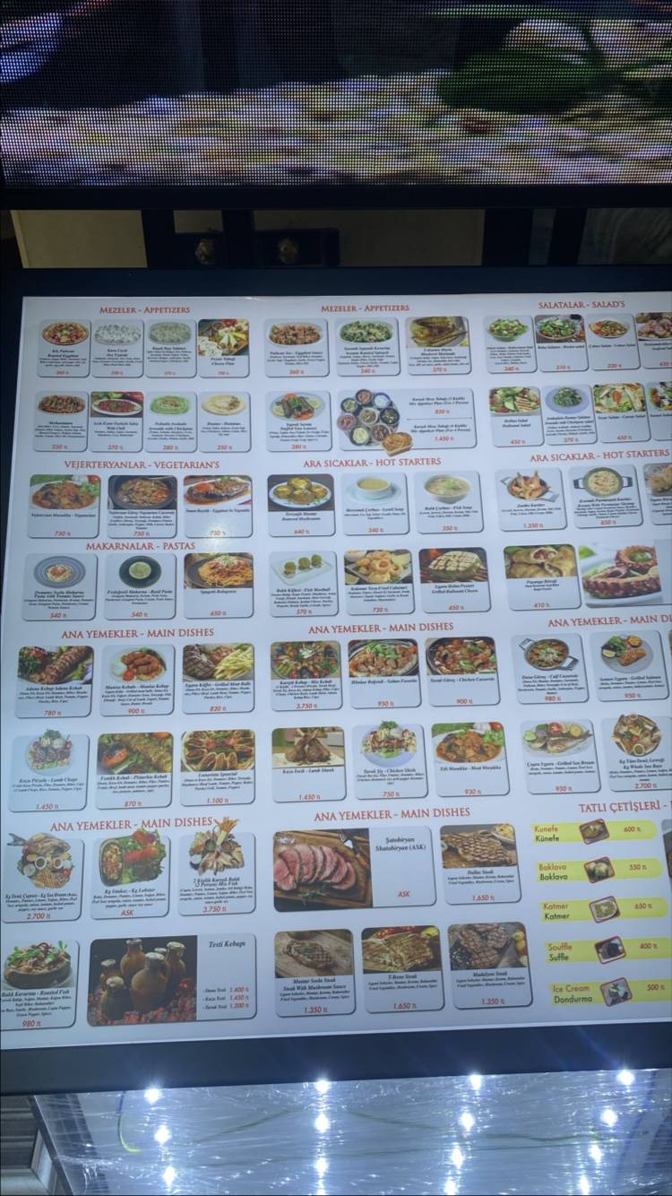 Menu at Luna Vista Rooftop Restaurant, Istanbul