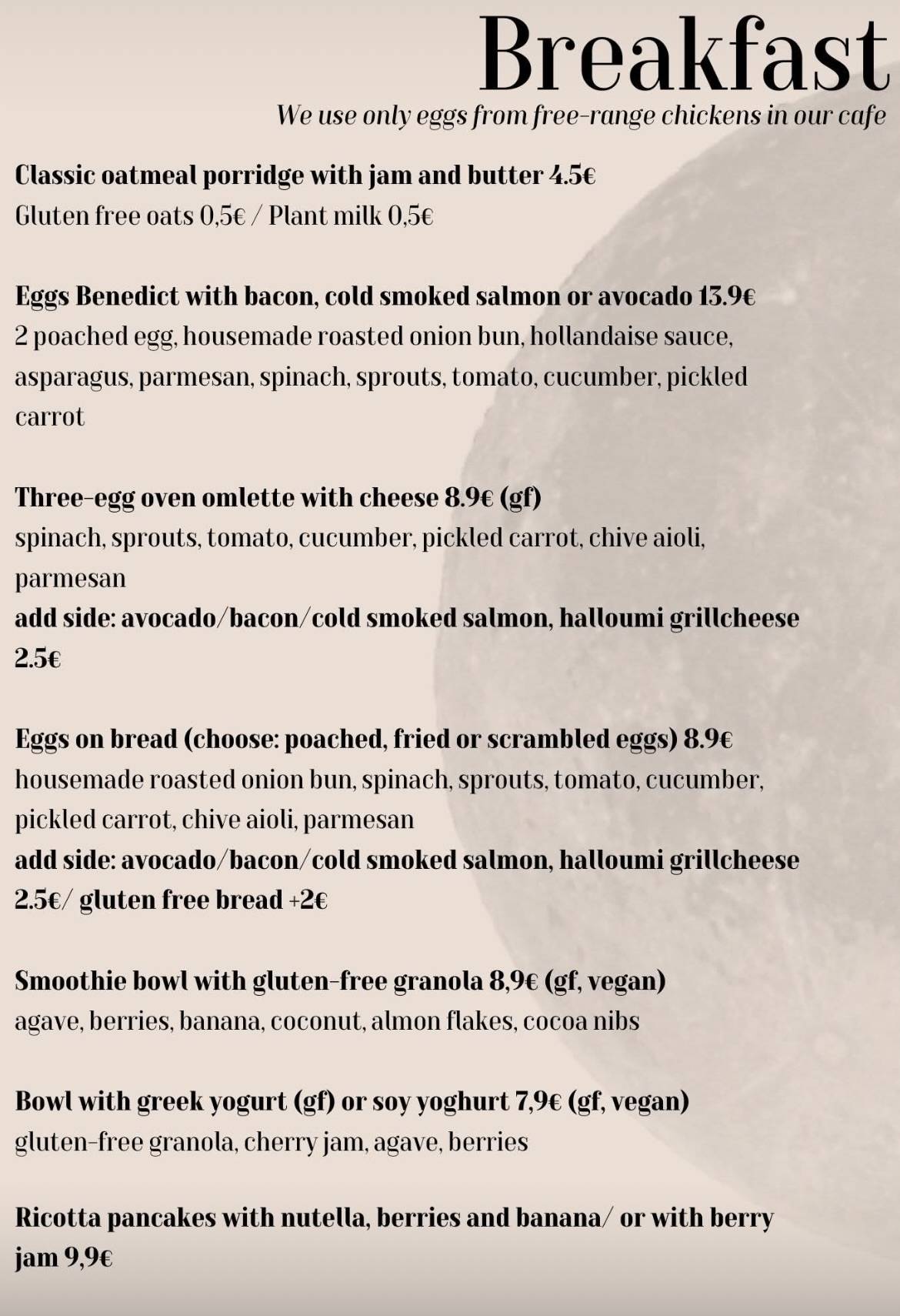 Menu at Luna cafe & bakery / Luna kohvik, Tallinn