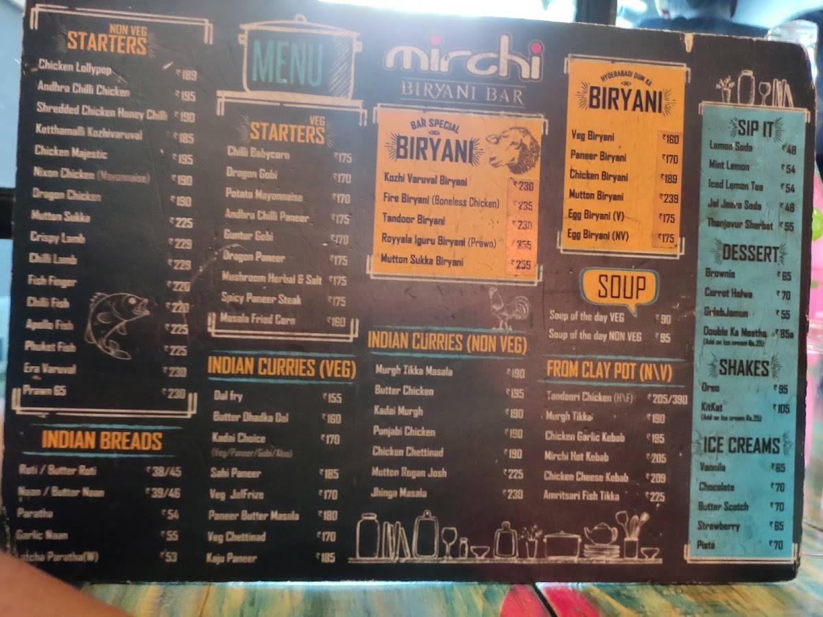 Menu at MIRCHI BIRYANI BAR, Chennai, 175