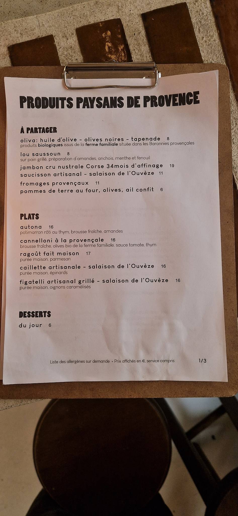 Menu at MOLTO MUCHO pub & bar, La Ciotat