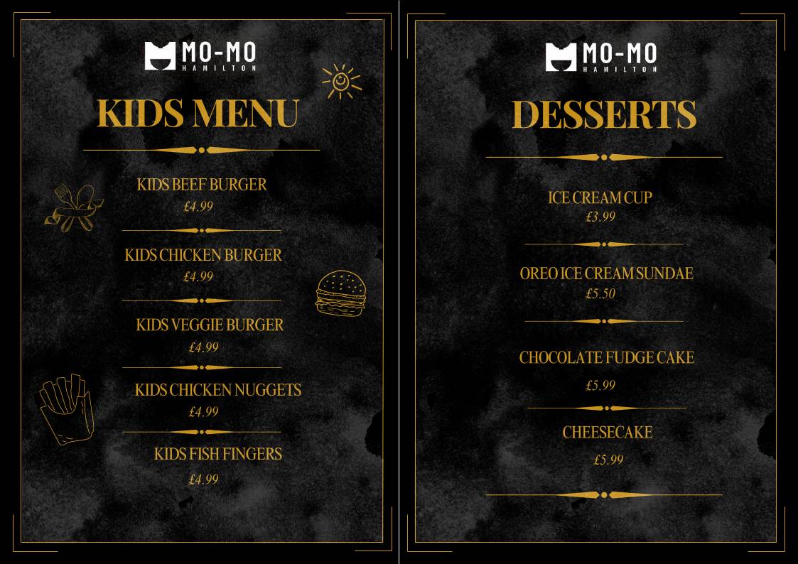 Menu at MOMO Bar Hamilton (Formerly Junk Yard), Hamilton