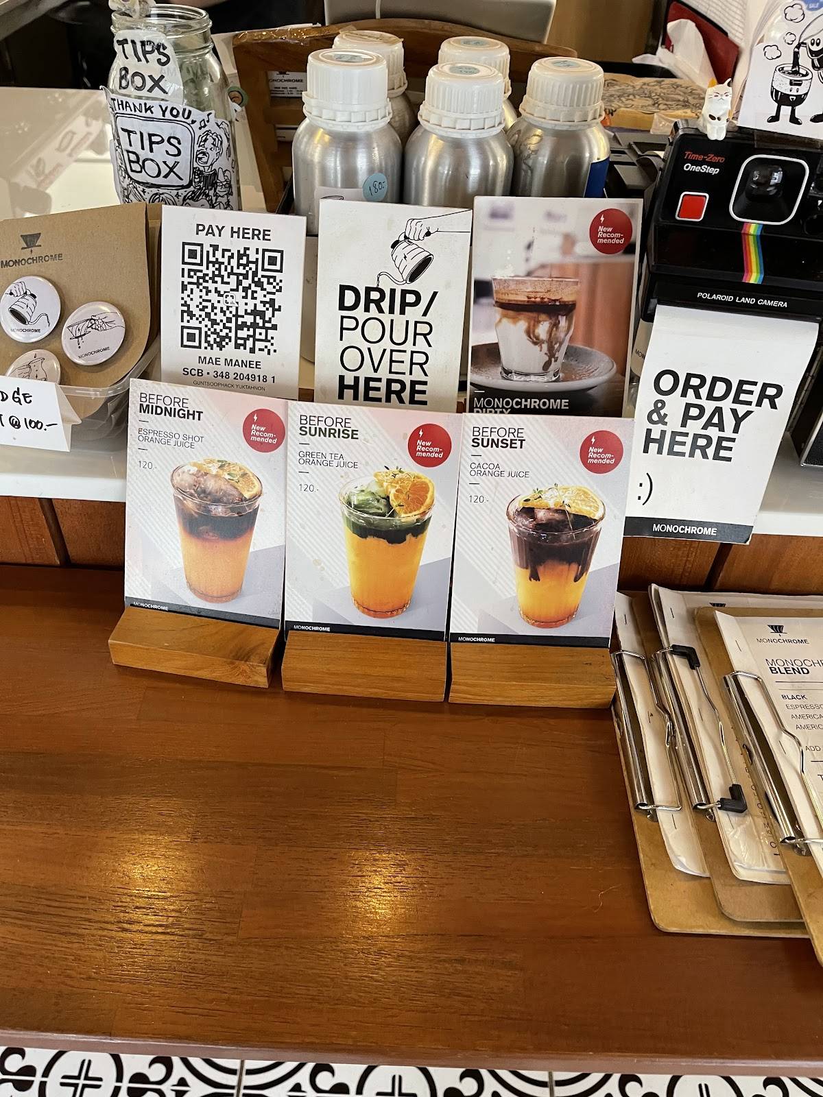 Menu at MONOCHROME cafe, Bangkok, 8 Decho Rd