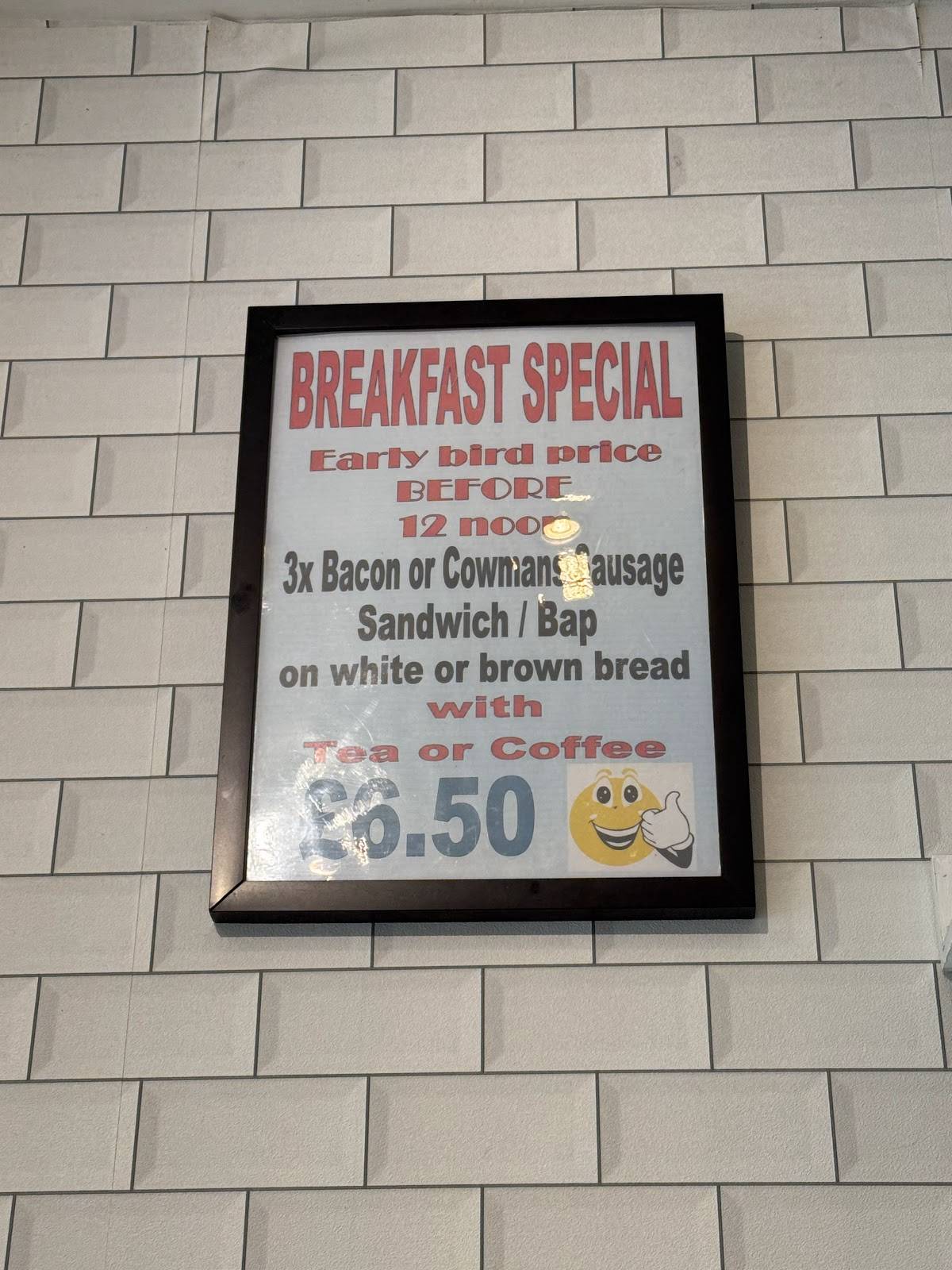 Menu at MOOR cafe, Clitheroe