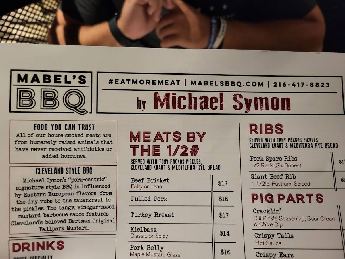 Menu at Mabel's BBQ, Cleveland