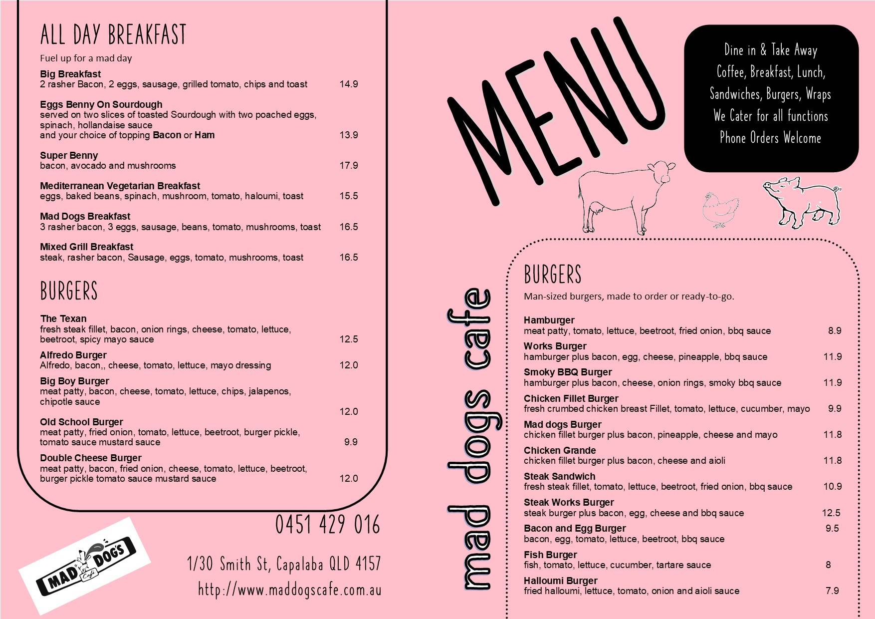 Menu at Capa Coffee & Takeaway fast food, Capalaba