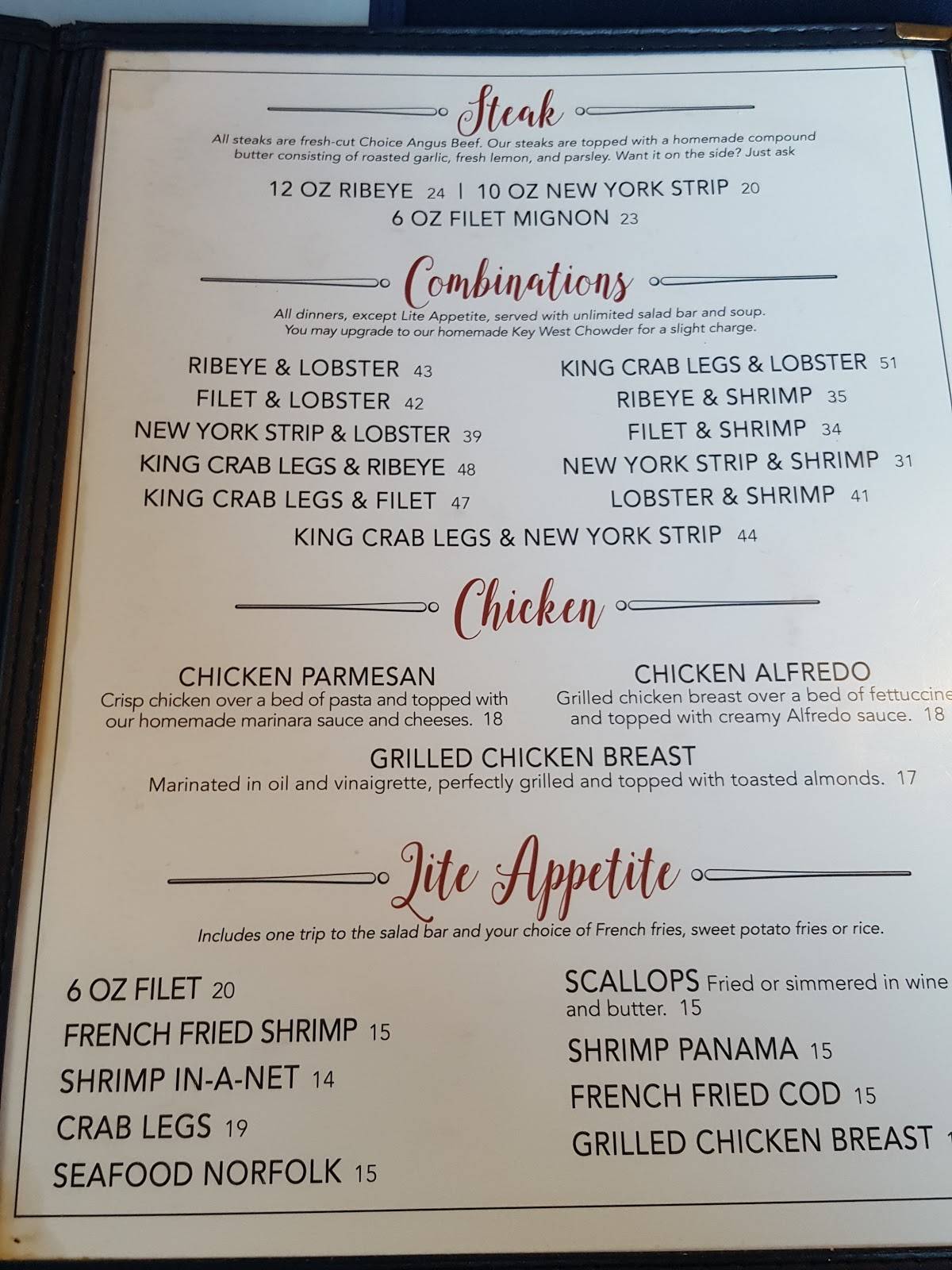Menu at Key West Shrimp House pub & bar, Madison, 117 Ferry St
