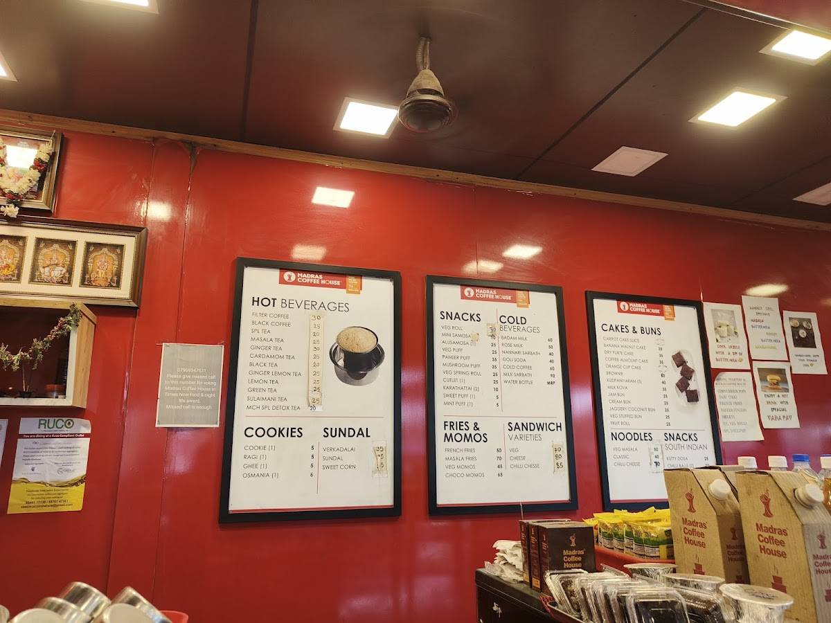 Menu at Madras Coffee House, Coimbatore, Sri Ramakrishna Dental College ...