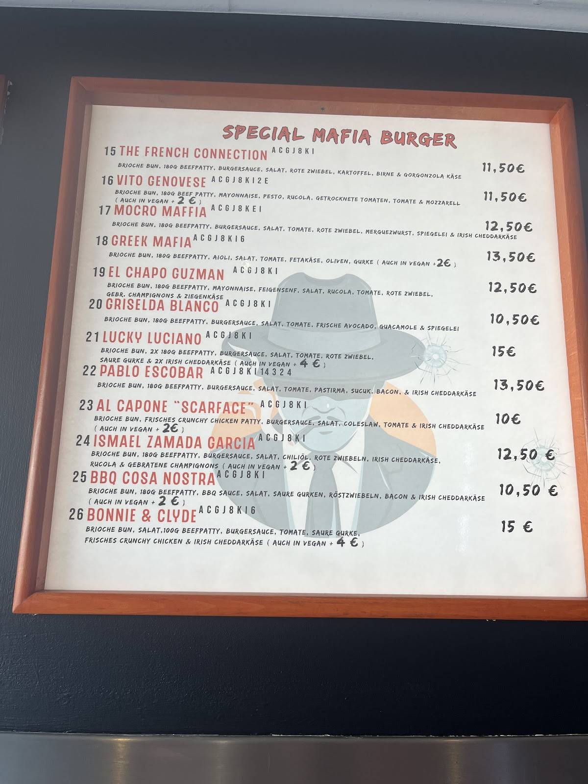 Speisekarte von Mafia Burger restaurant, Dortmund