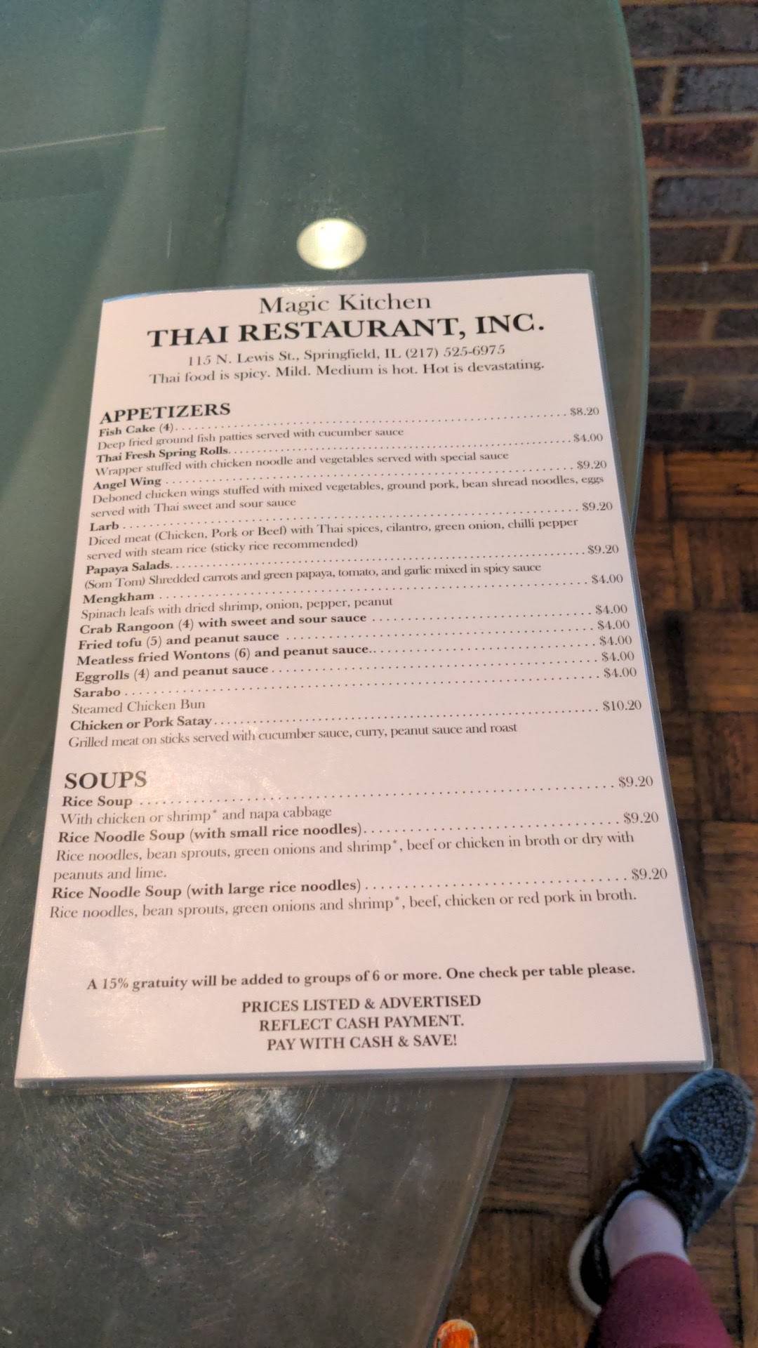 Menu at Magic Kitchen restaurant, Springfield, 115 N Lewis St