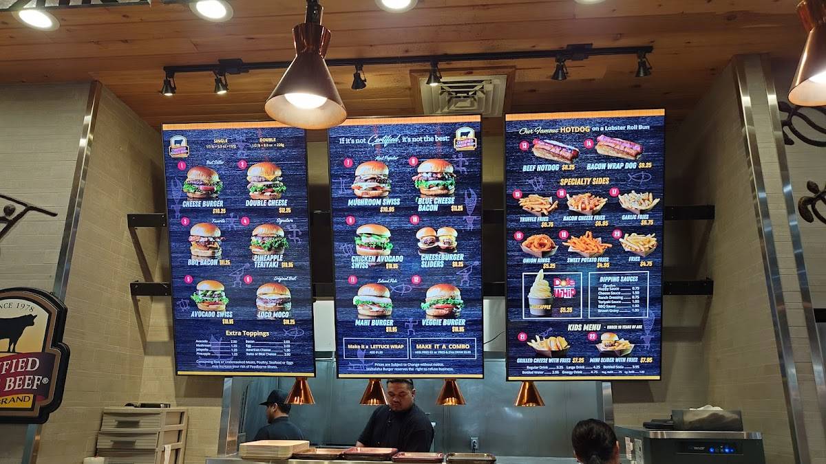 Menu at Mahaloha Burger Ala Moana restaurant, Honolulu, Ala Moana Blvd