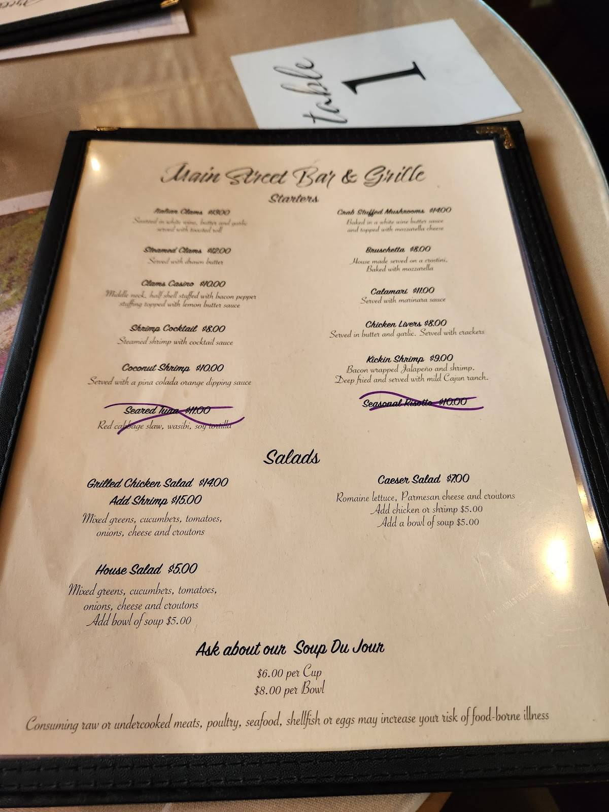 Menu at Main Street Bar & Grill, Mocanaqua