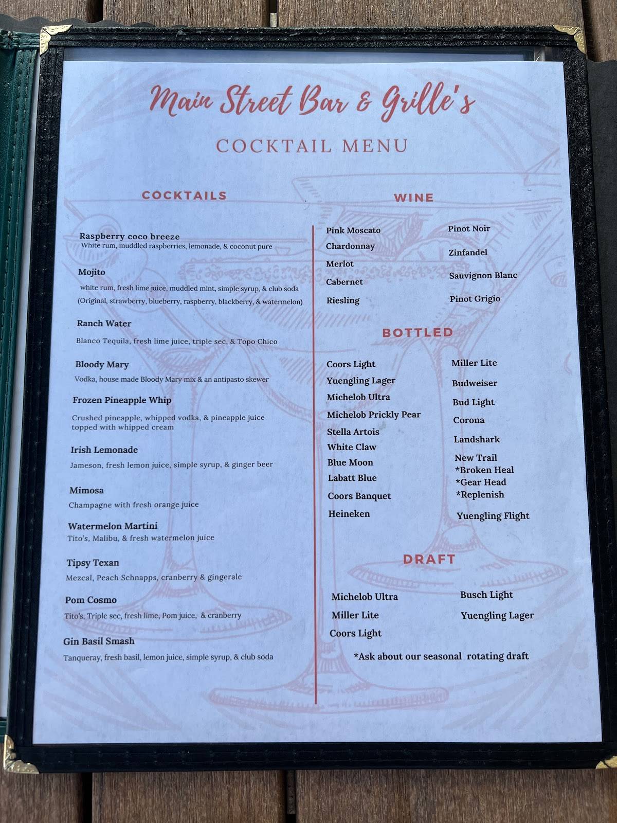 Menu at Main Street Bar & Grill, Mocanaqua