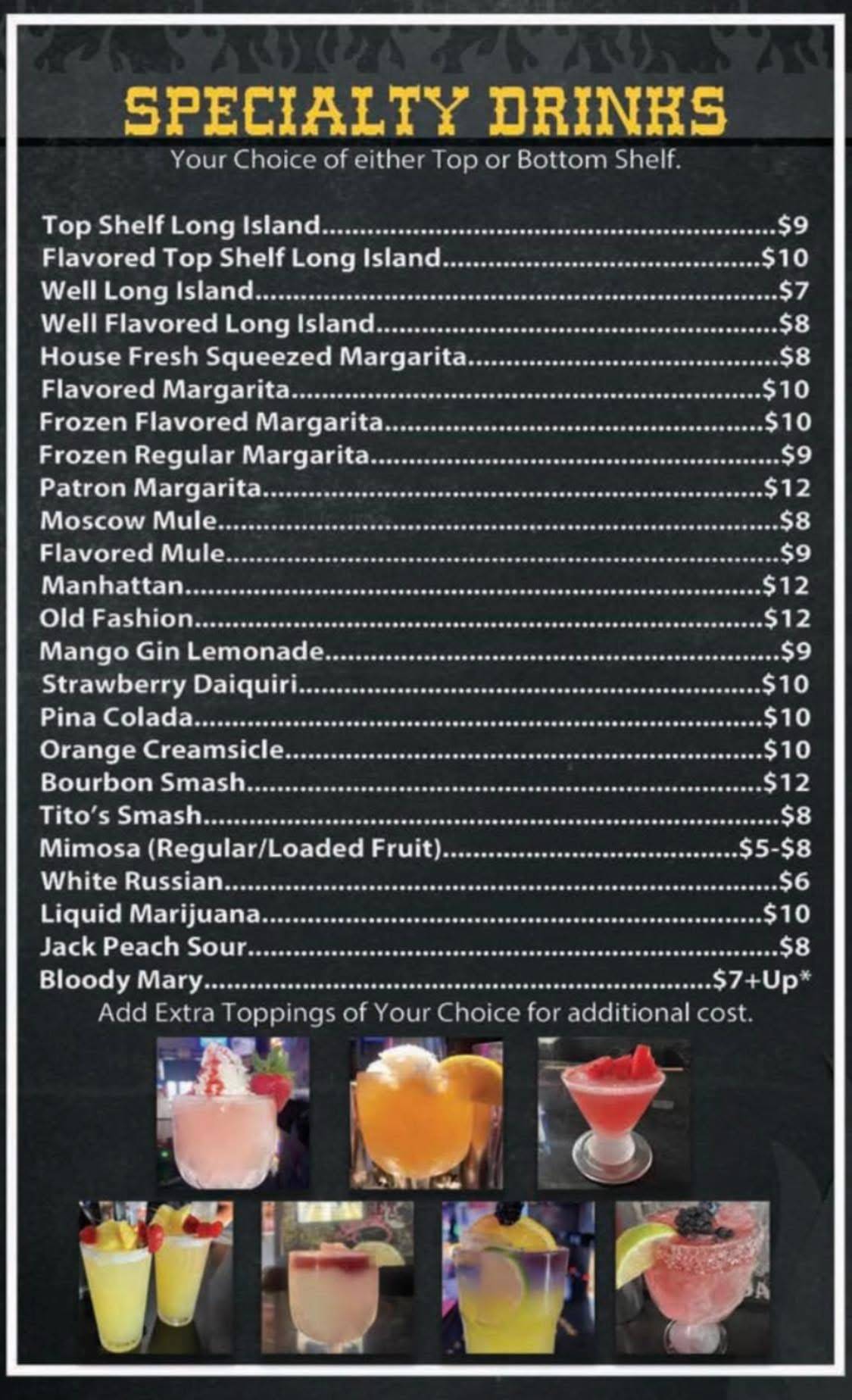 Menu at Main Street Saloon pub & bar, Akron