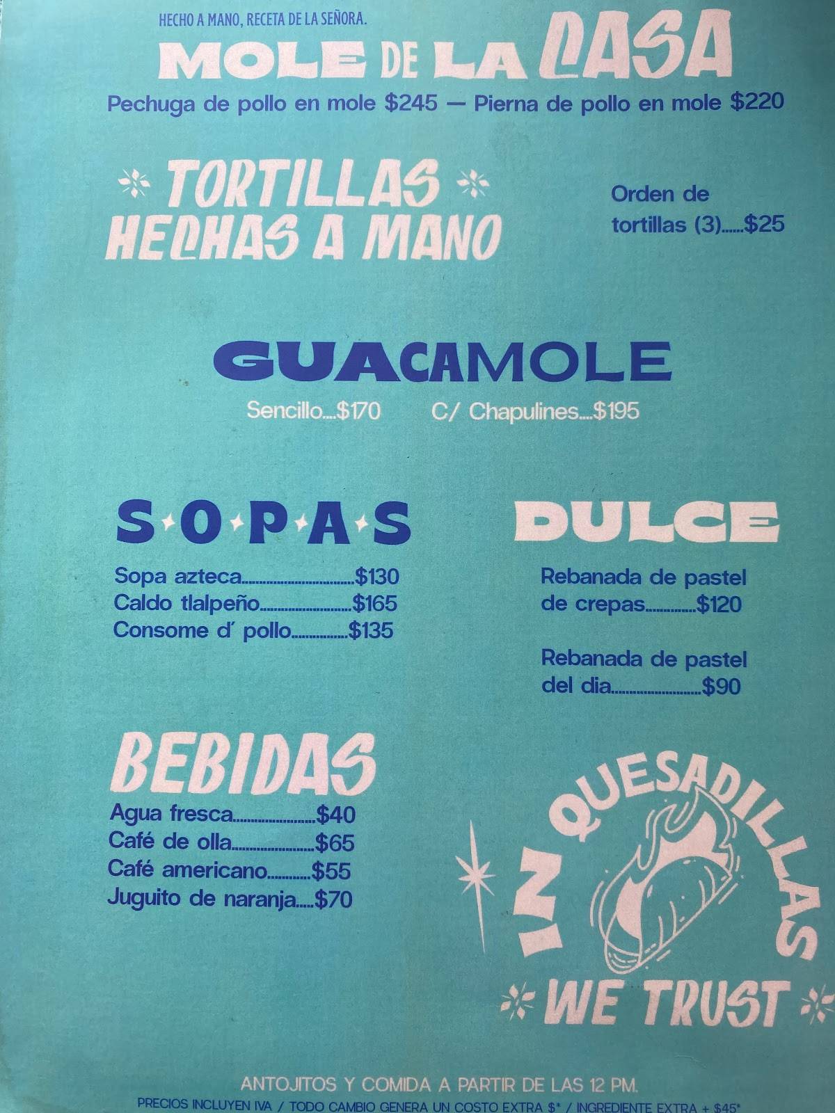 Menu at Maíz Restaurante, Tijuana